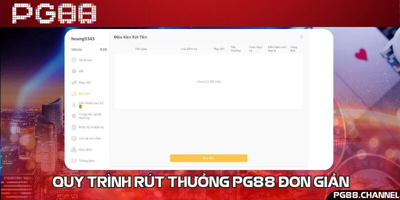 Quy trình rút thưởng PG88 đơn giản